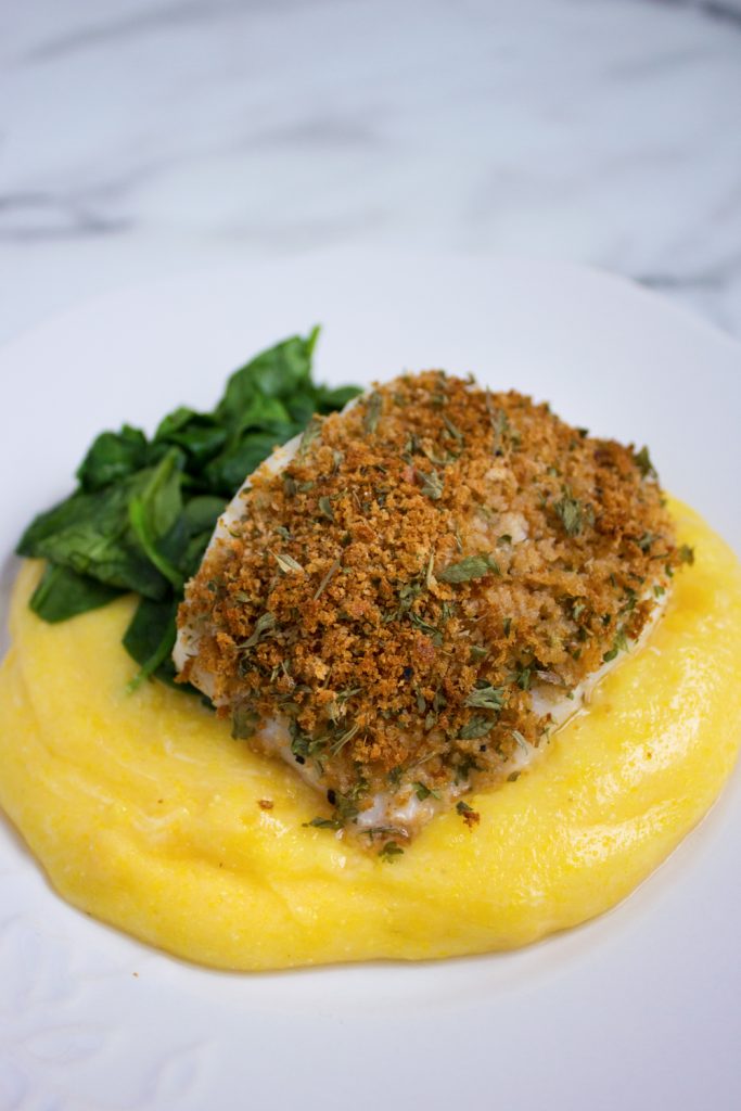 Baked Breaded Cod + Creamy Polenta | Making Life Sweet